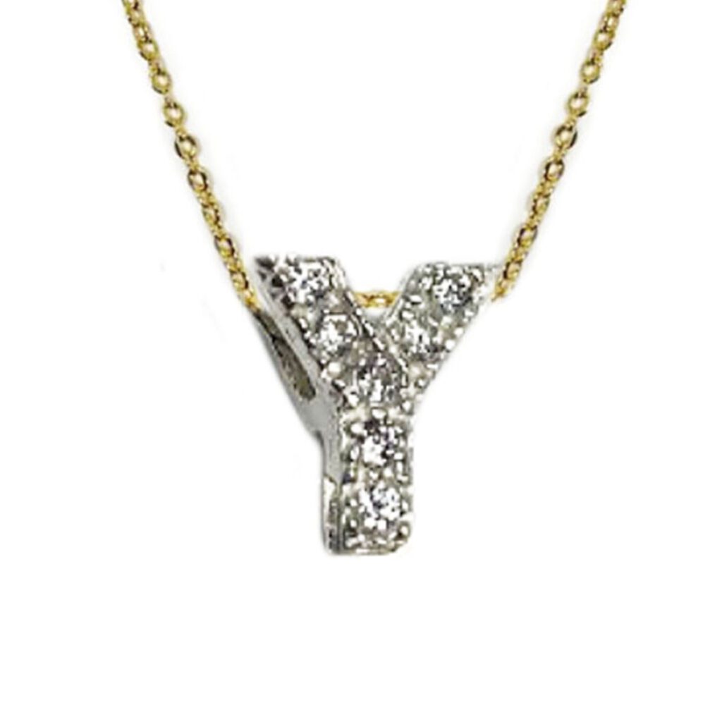 Mayfer, Inicial “Y” de Plata .925 decorada con pequeñas Circonias ...